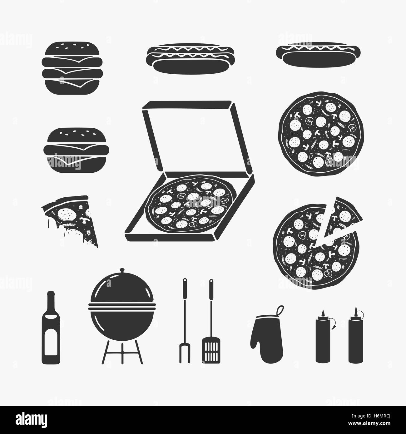 Set Symbols Fast Food Vector Illustration Stock Vector Image And Art Alamy