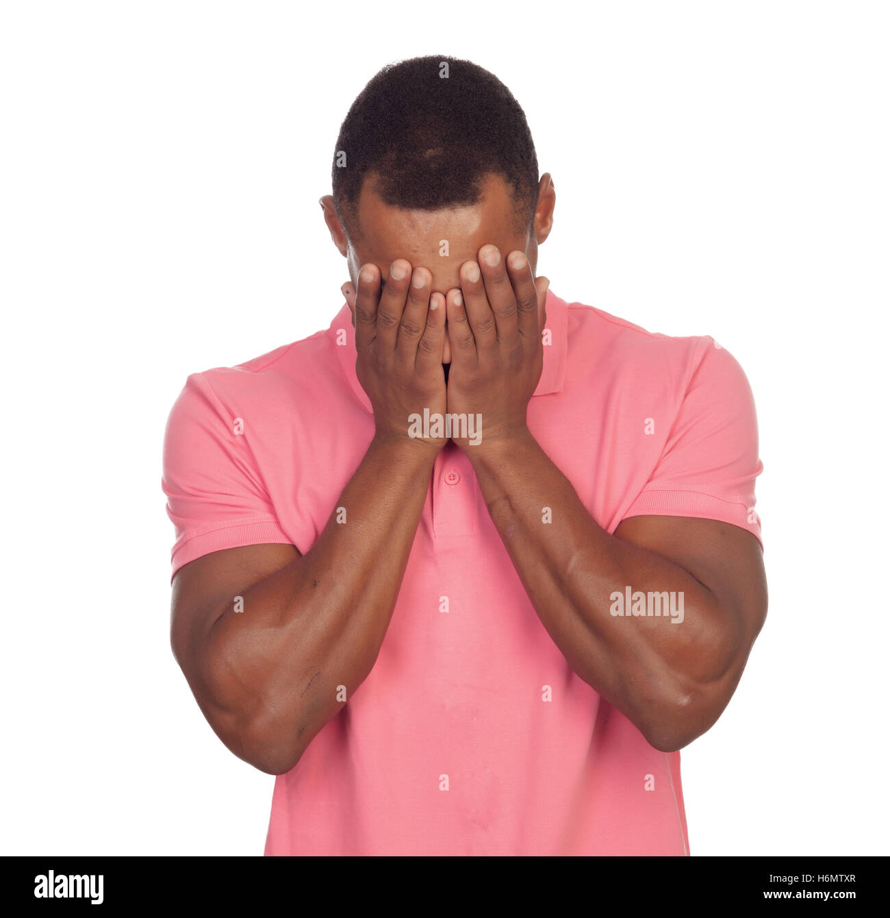 Worried latin boy isolated on a white background Stock Photo - Alamy