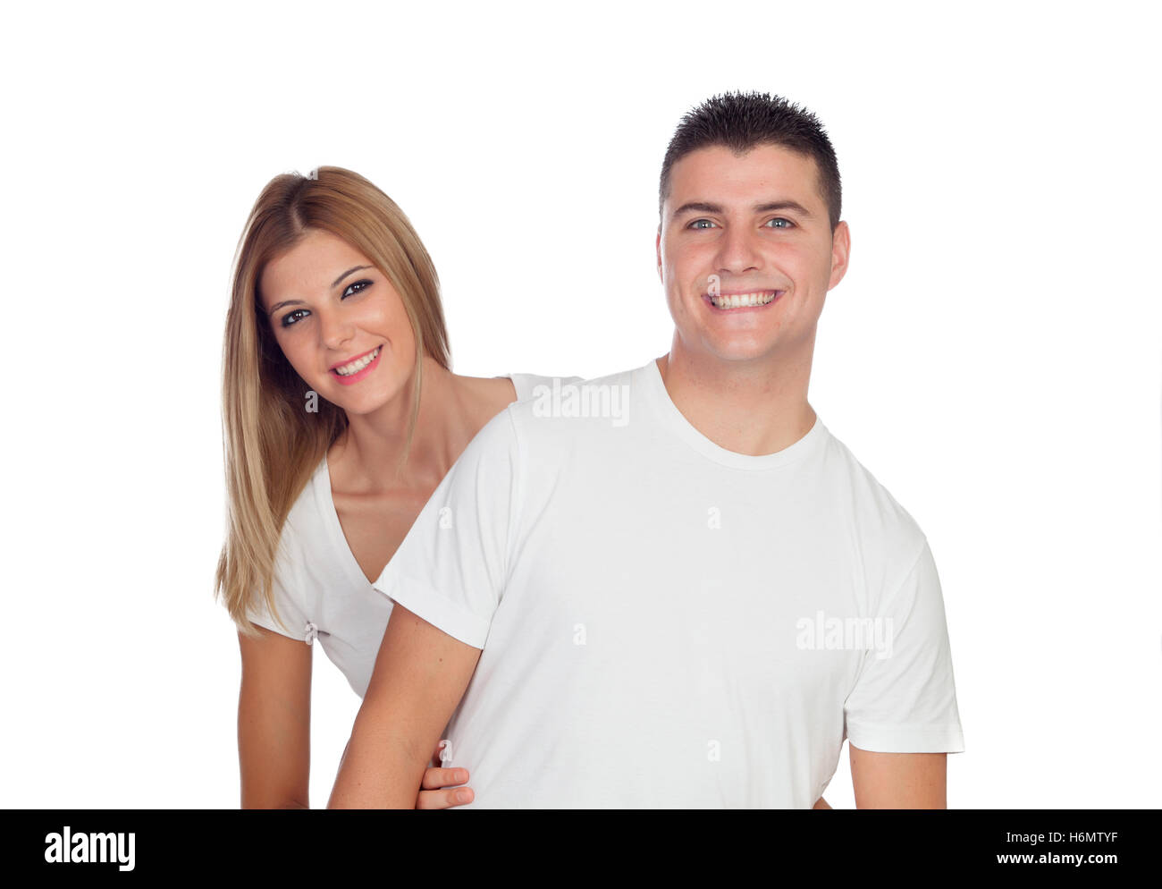 Loving couple smiling isolated on a white background Stock Photo - Alamy