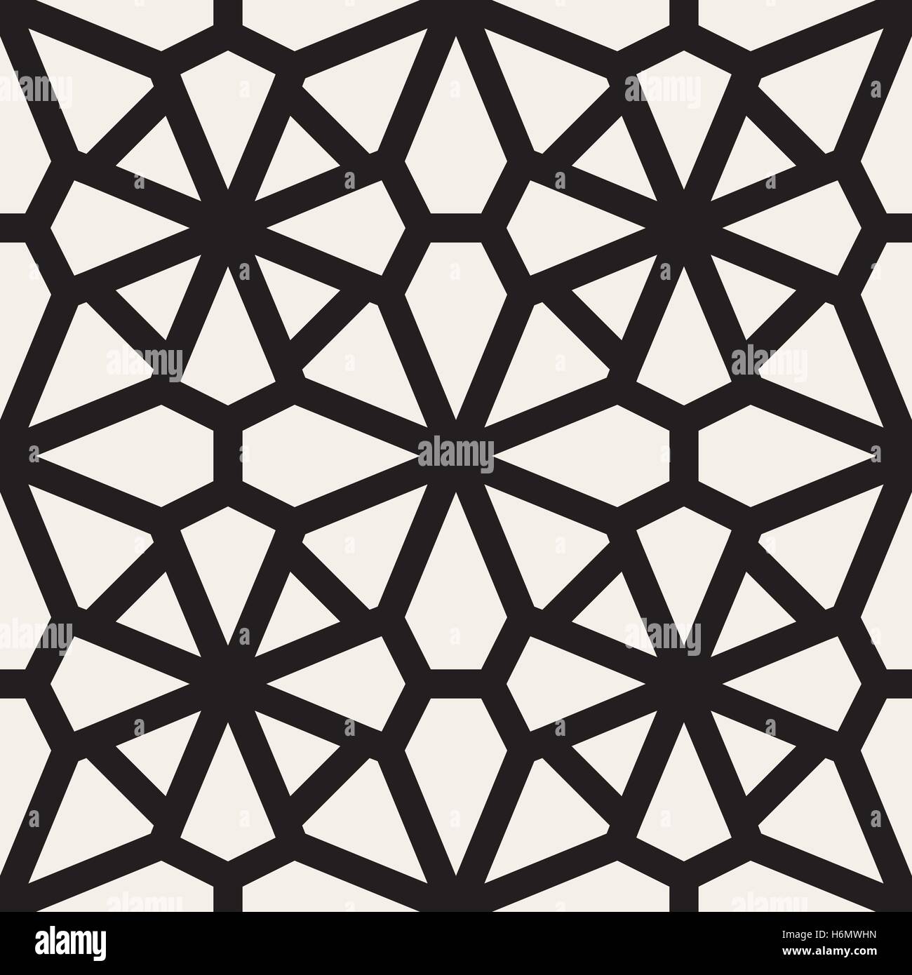 Vector Seamless Black and White Mosaic Lace Pattern. Abstract Geometric ...