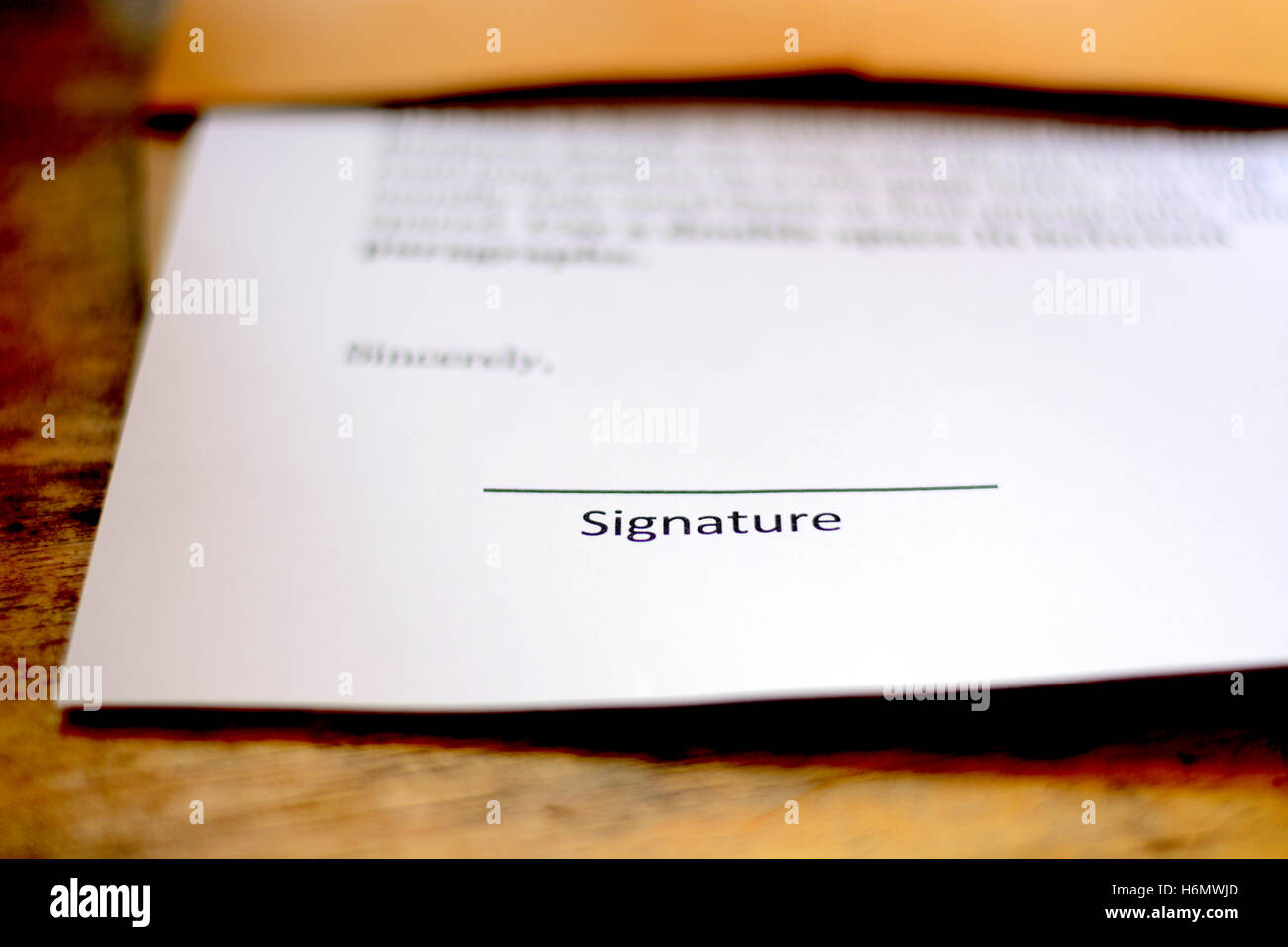blank signature on paper Stock Photo - Alamy