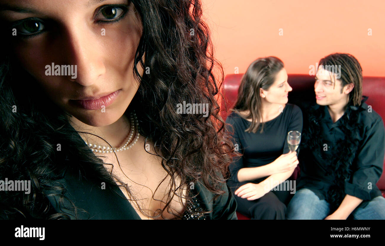 Three woman man jealousy hi-res stock photography and images - Alamy