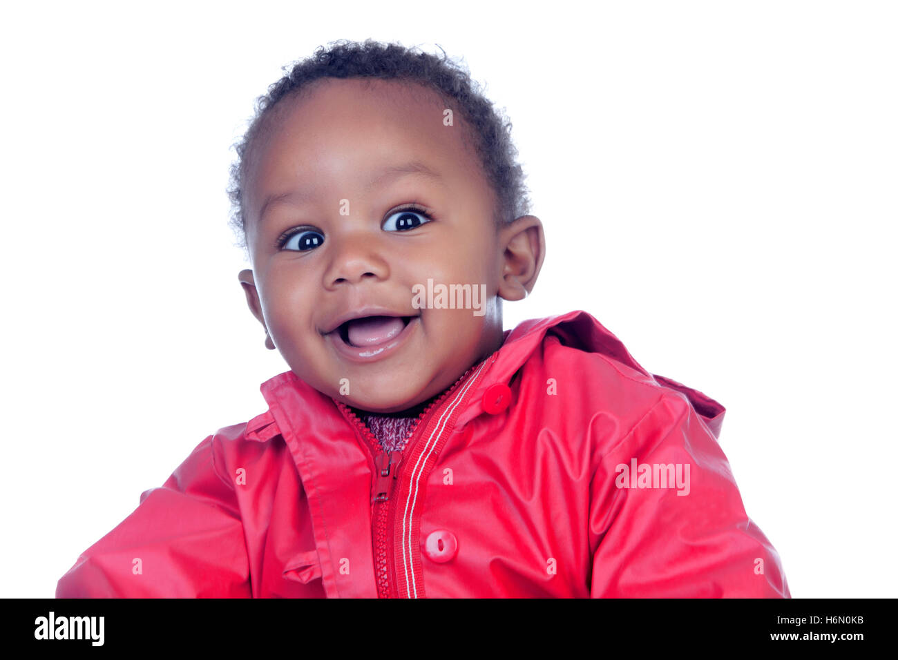 Surprised african baby smiling isolated on a white background Stock ...