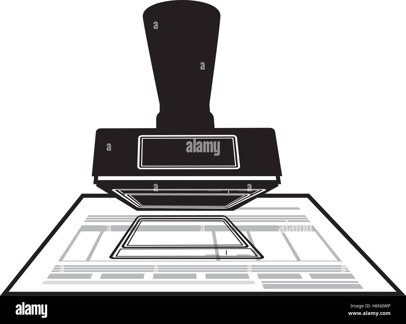 monochrome office stamp with document vector illustration Stock Vector ...