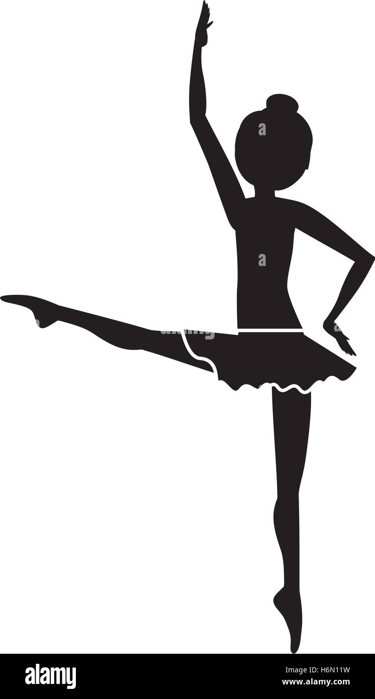 silhouette dancer fourth position developed vector illustration Stock ...