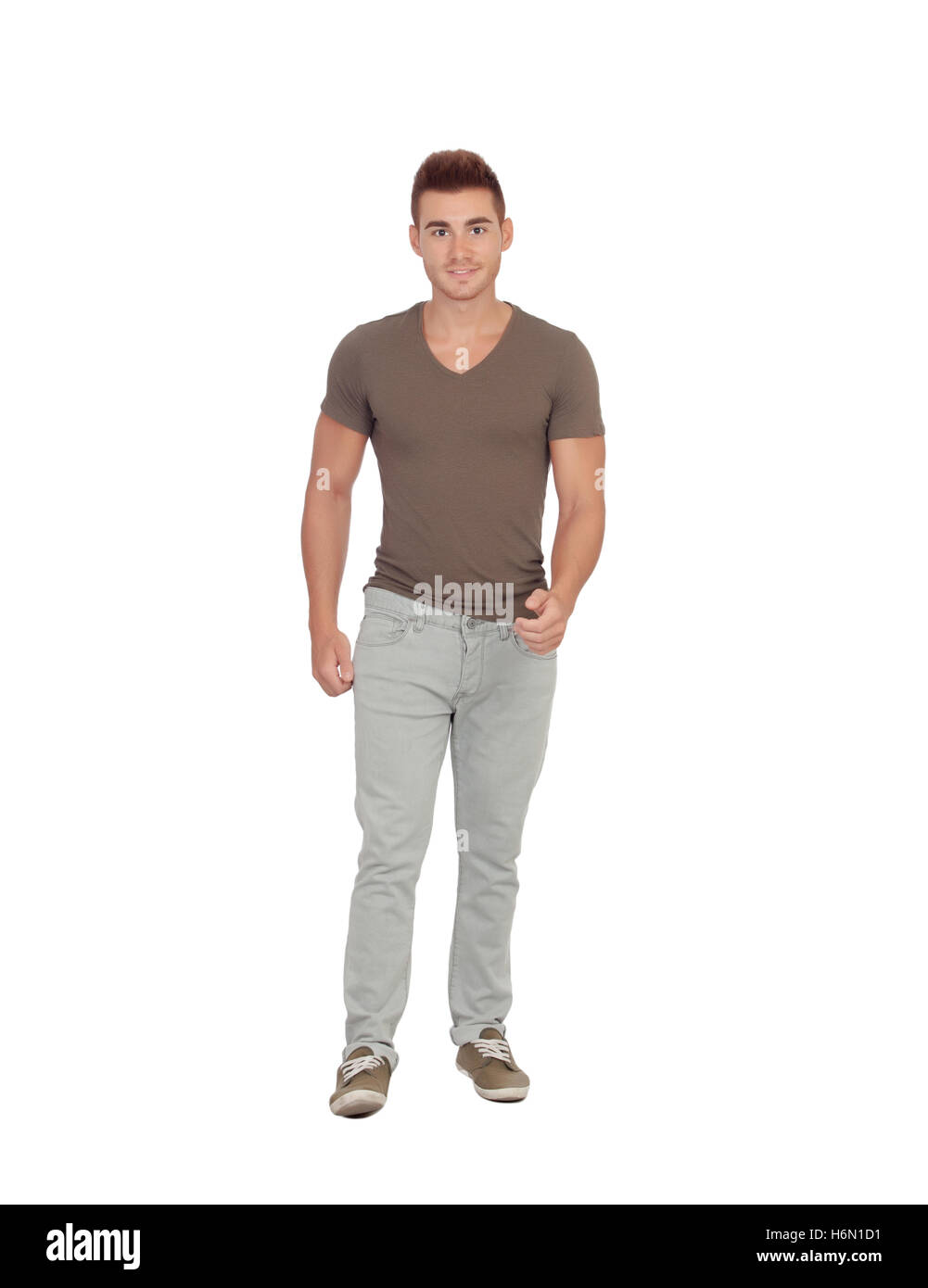Handsome man walk white Cut Out Stock Images & Pictures - Alamy