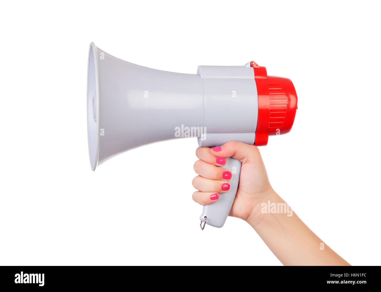 Hand holding megaphone microphone hi-res stock photography and images ...