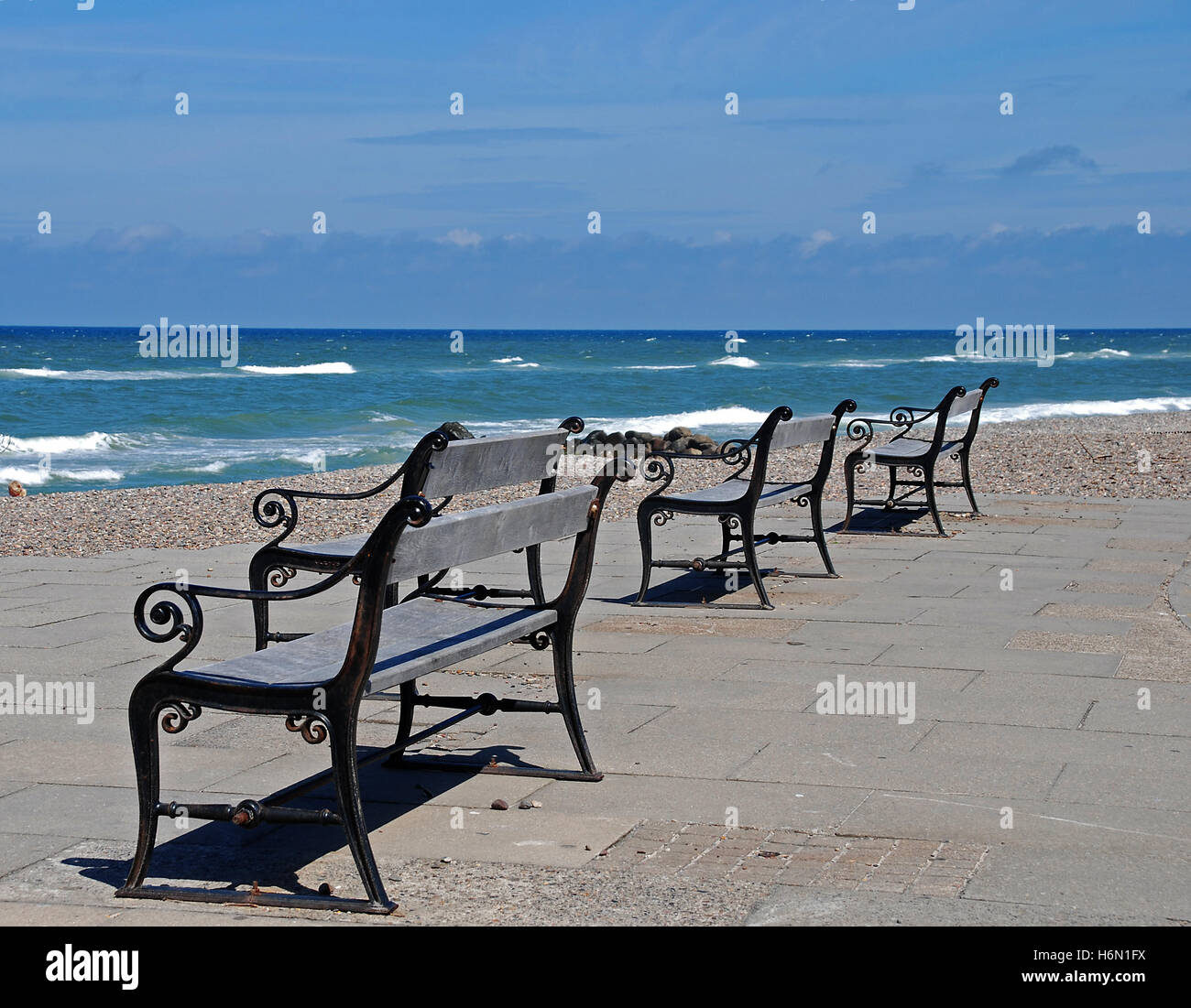 benches by the sea Stock Photo - Alamy