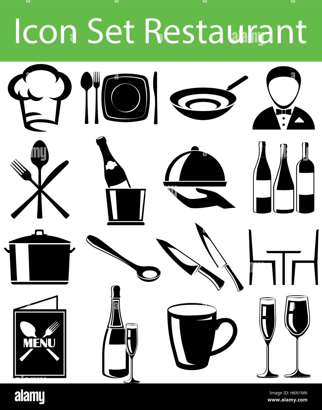 Icon Set Restaurant I with 16 icons for the creative use in graphic ...