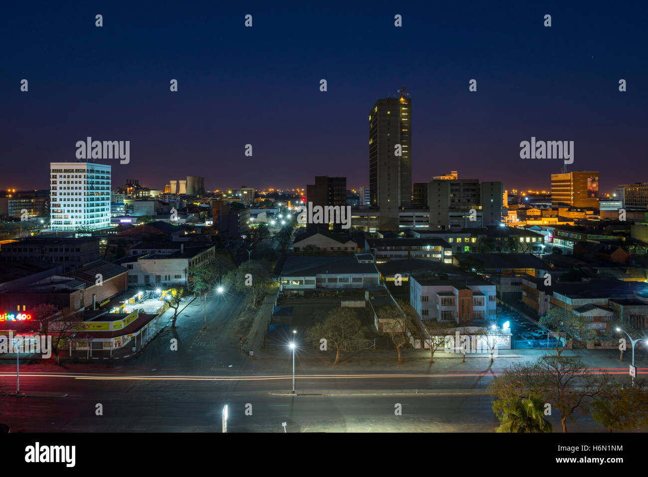 Bulawayo Zimbabwe CBD city center dusk night light Stock Photo - Alamy