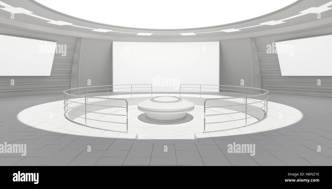 Empty modern futuristic room with white panels Stock Photo - Alamy
