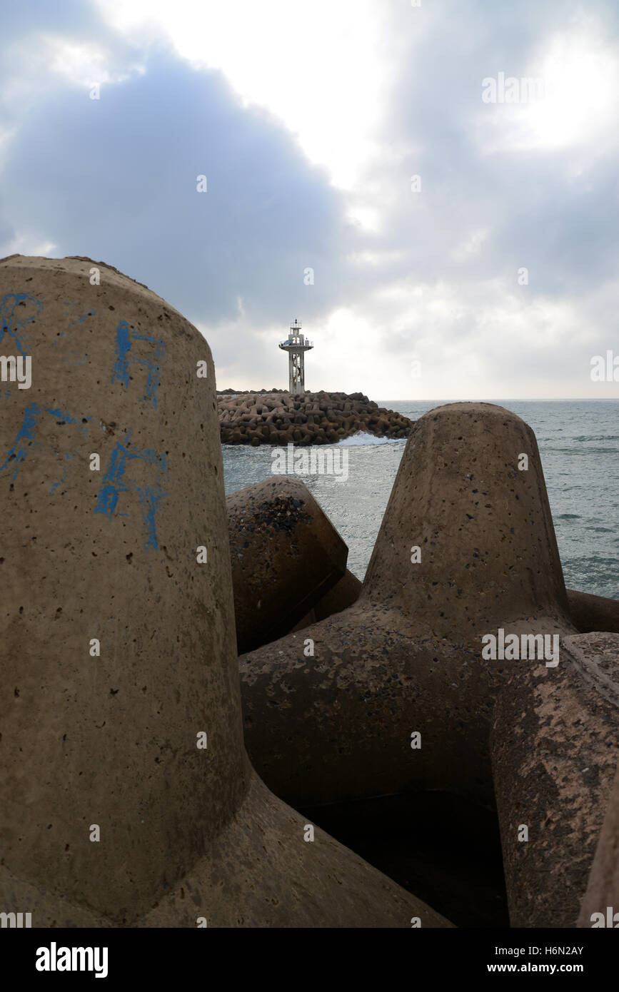 North Africa, Morocco, Maroc, Rabat, Temara, Sea Defences Stock Photo ...