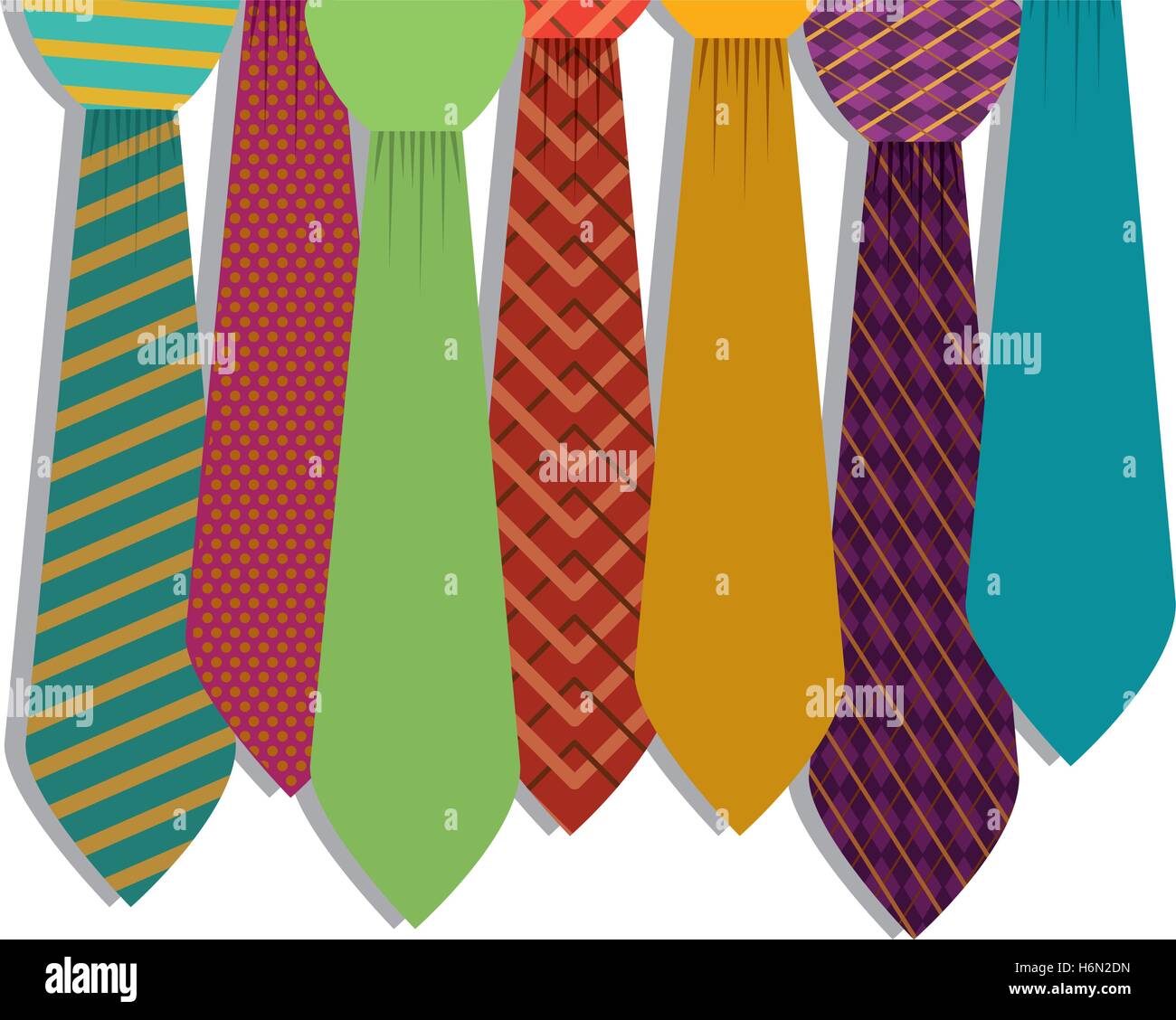 Multiple ties in various colors with figures vector illustration Stock ...
