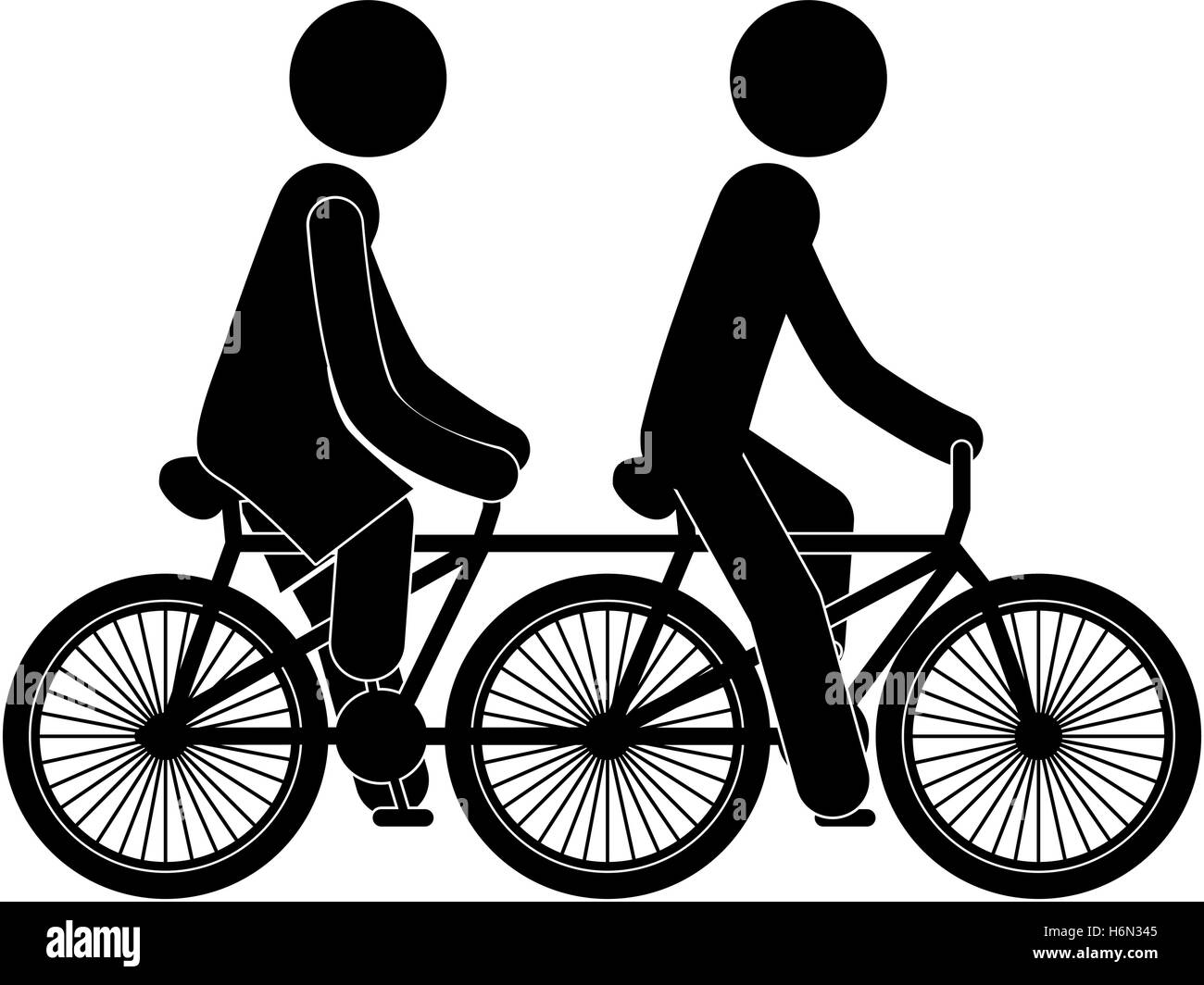 black silhouette people in polycycle vector illustration Stock Vector ...