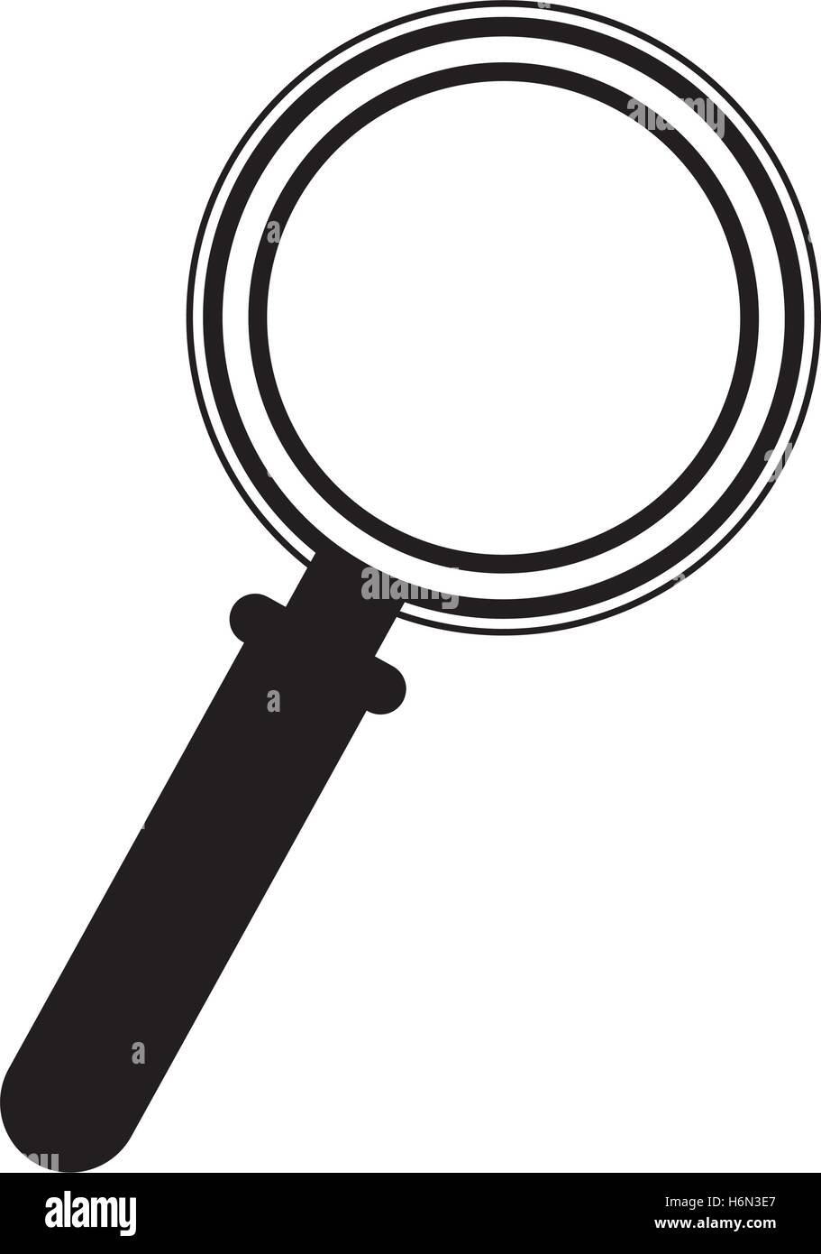 black silhouette magnifying glass with base vector illustration Stock ...