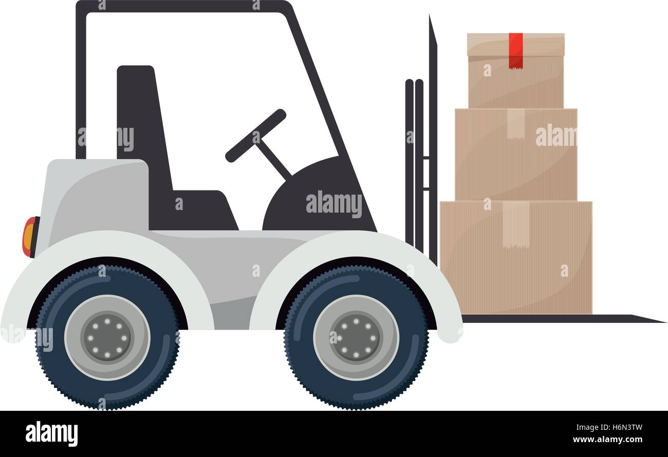 forklift truck with sealed packages vector illustration Stock Vector ...