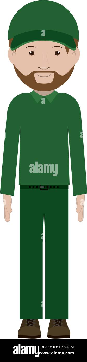 men dispatcher with green uniform and hat vector illustration Stock ...