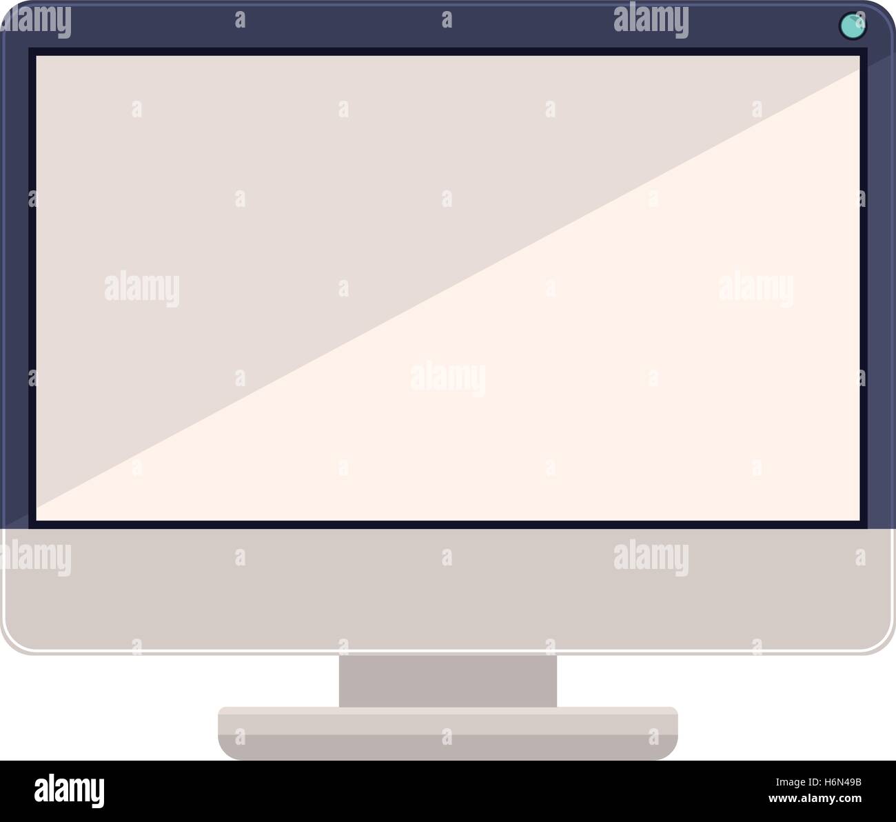 tech computer with wide screen and flat display vector illustration ...