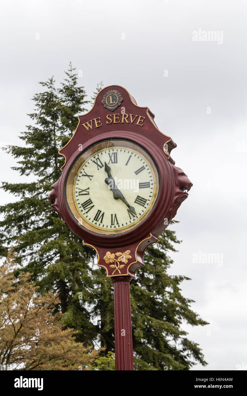 Old Lions Club Clock in Park Stock Photo - Alamy