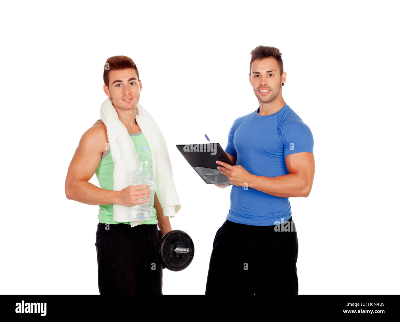 With my personal trainer isolated on a white background Stock Photo - Alamy