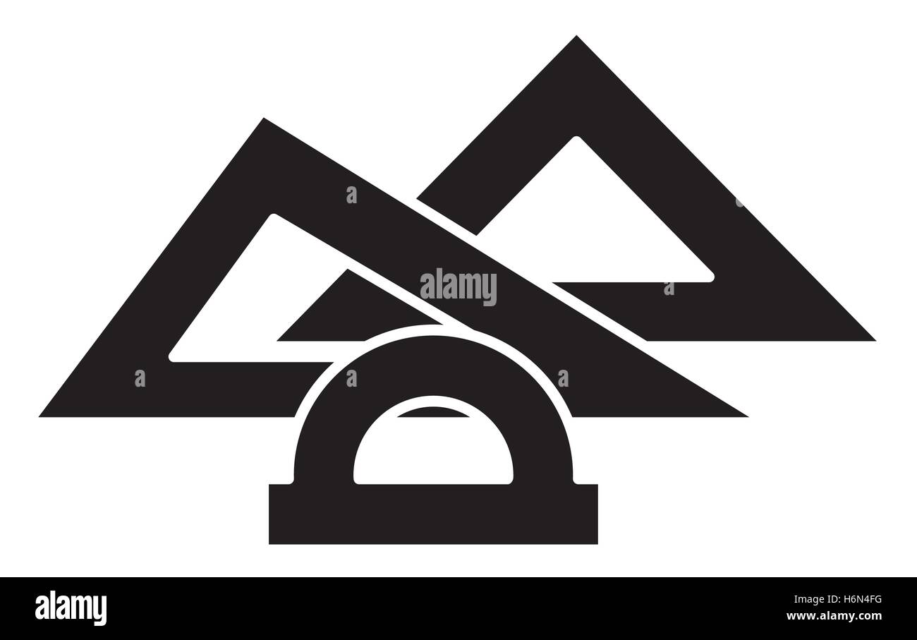 black silhouette rules for drawing and protractor vector illustration ...