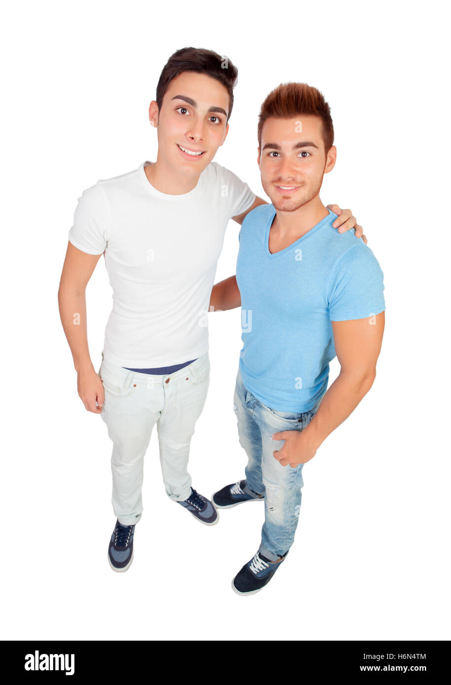 Funny portrait of two brother isolated on a white background Stock ...