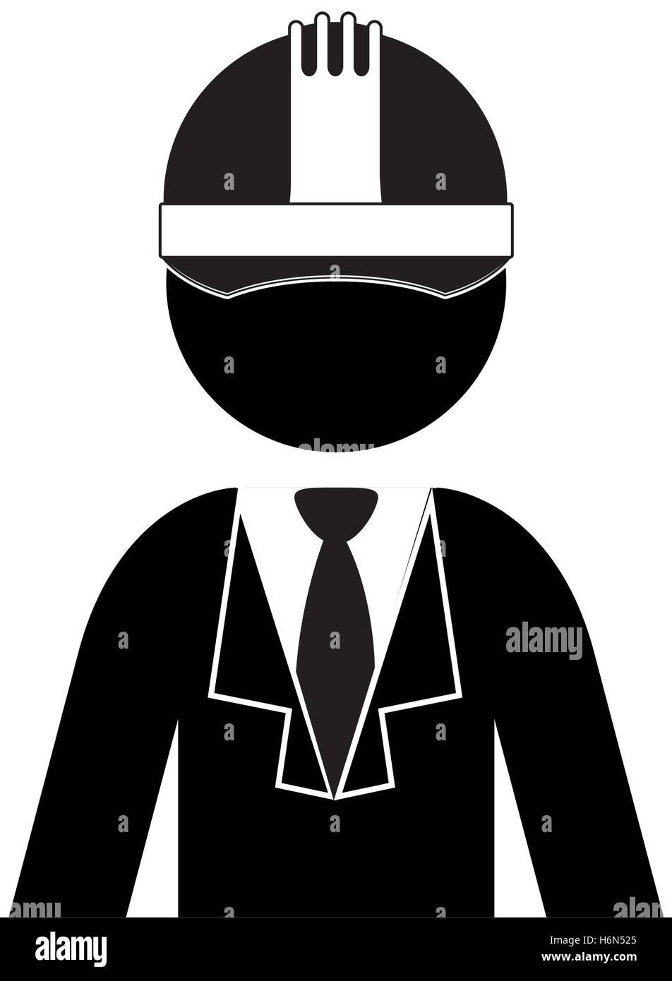 silhouette half body engineer with helmet vector illustration Stock ...