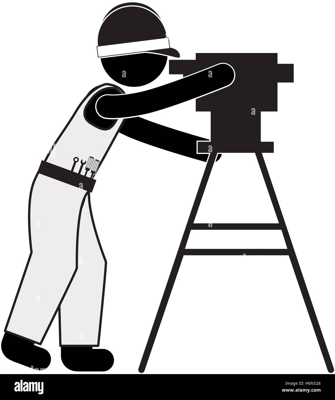 black silhouette land surveyor with equipment topography vector ...