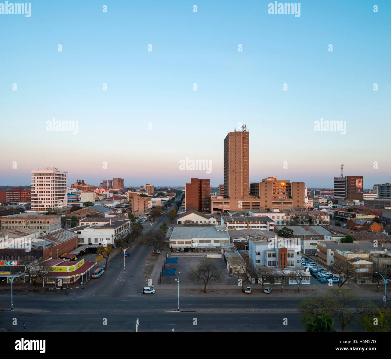 Bulawayo Zimbabwe CBD skyline center town sunrise Stock Photo, Royalty ...