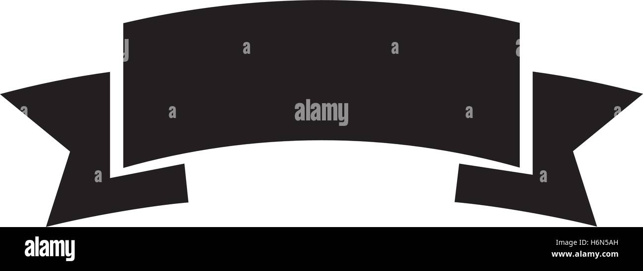 silhouette label with ribbon monochrome vector illustration Stock ...