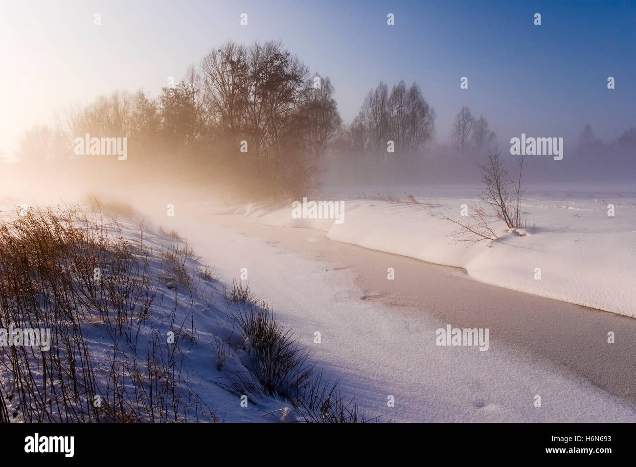 winter idyll on the river Stock Photo - Alamy