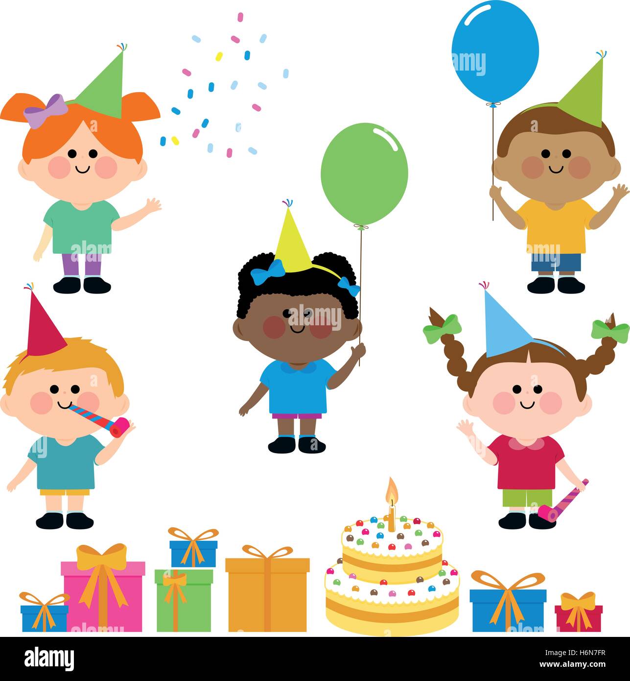 Children happy fun diverse balloons hi-res stock photography and images ...