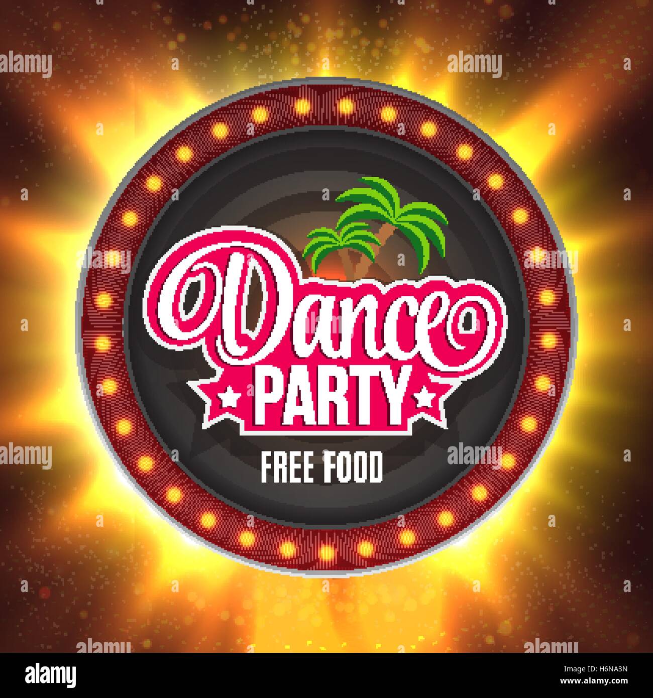 Dance Party Shining retro light banner. Vector illustration EPS 10 ...