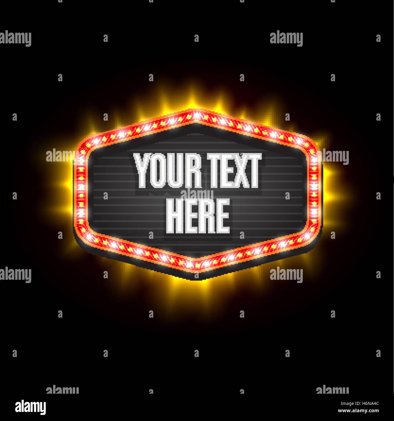 Shining retro light banner. Lightframe Template. Vector illustration ...