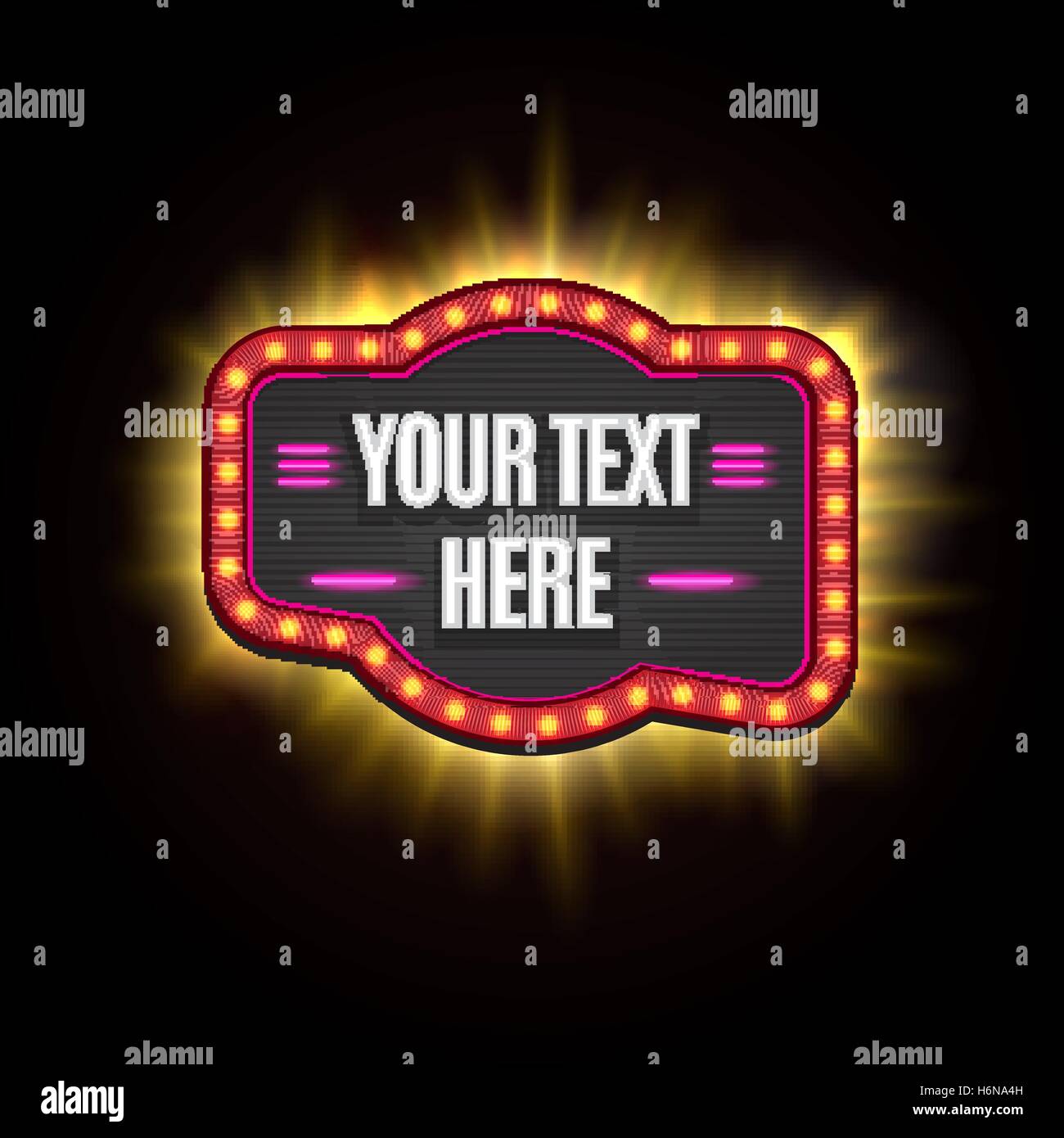 Shining retro light banner. Lightframe Template. Vector illustration ...