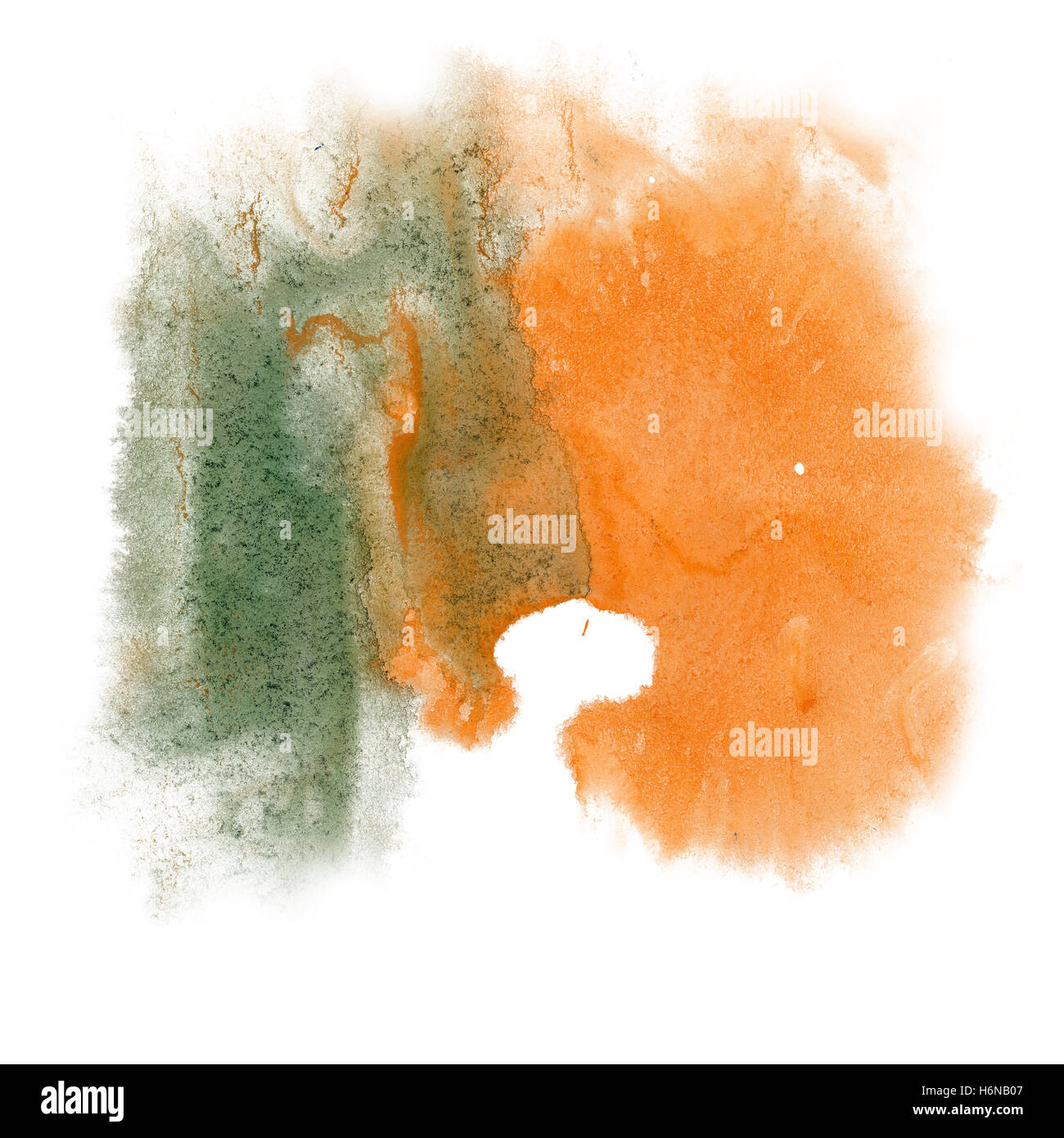 paint splash color ink watercolor isolate green orange stroke splatter ...