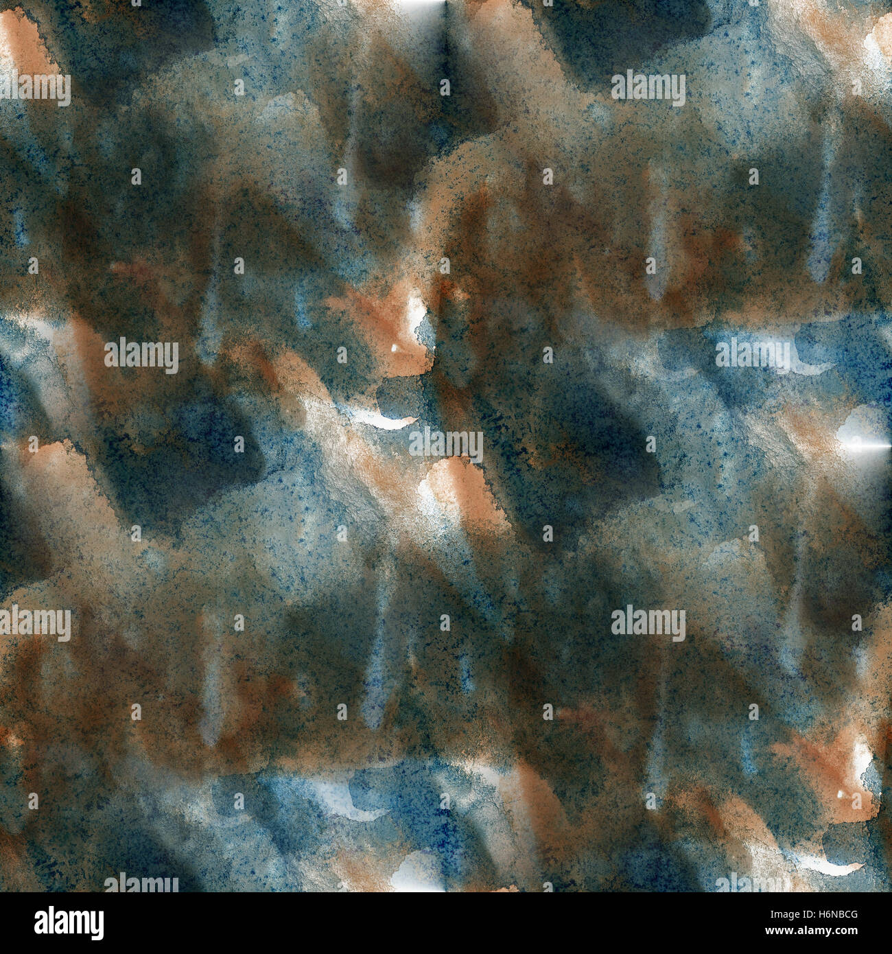 glare from paint brown blue watercolor seamless texture with spots and ...