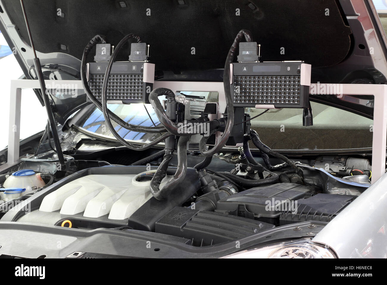 car engine and diagnostic computer for auto electronics Stock Photo - Alamy