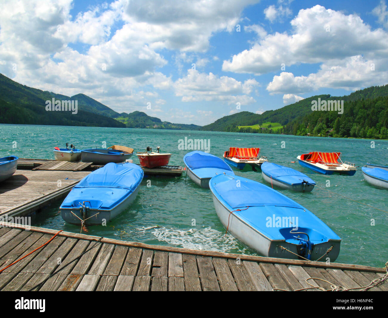 boat rentals at lake fuschl Stock Photo - Alamy