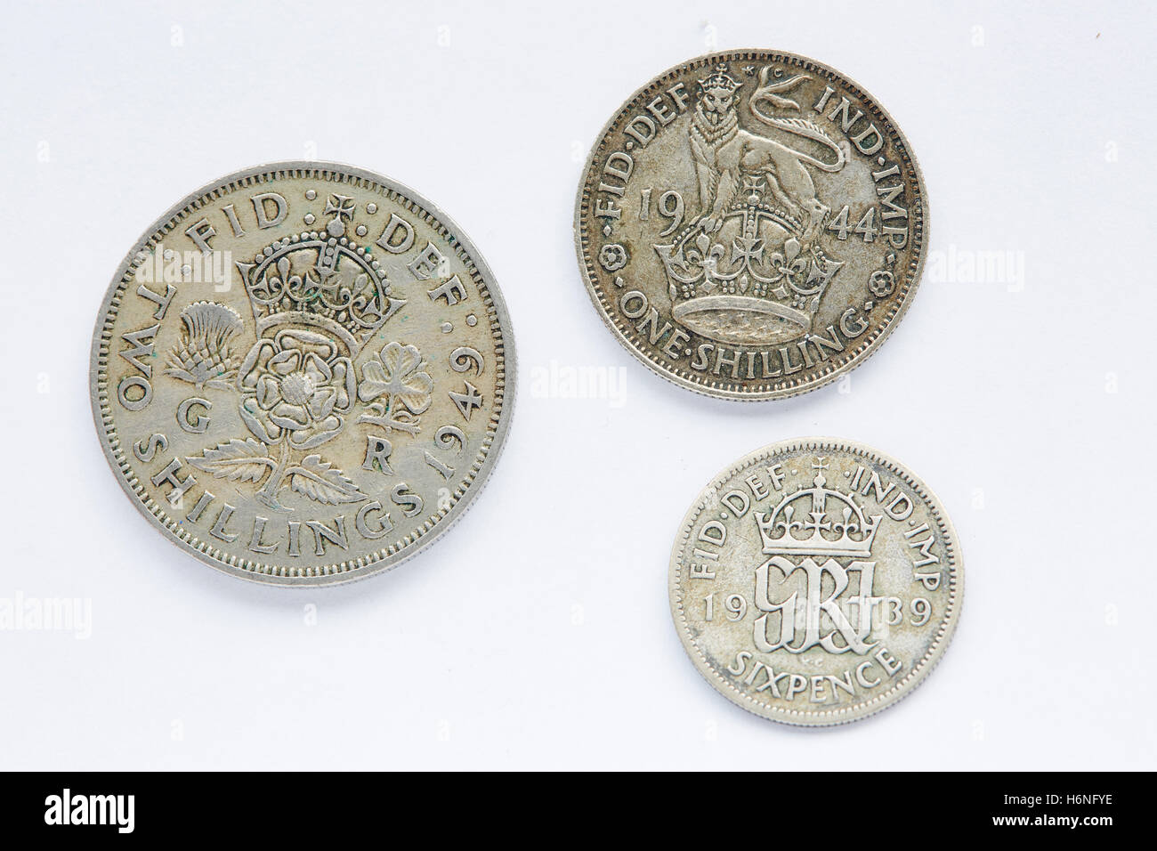 A group of old sterling coins from 1939 to 1949 Stock Photo - Alamy