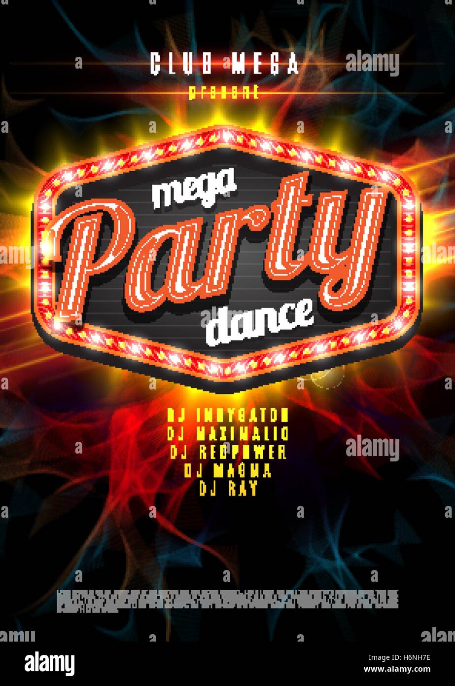 Patry Dance retro display board with lights. Vector Background for ...