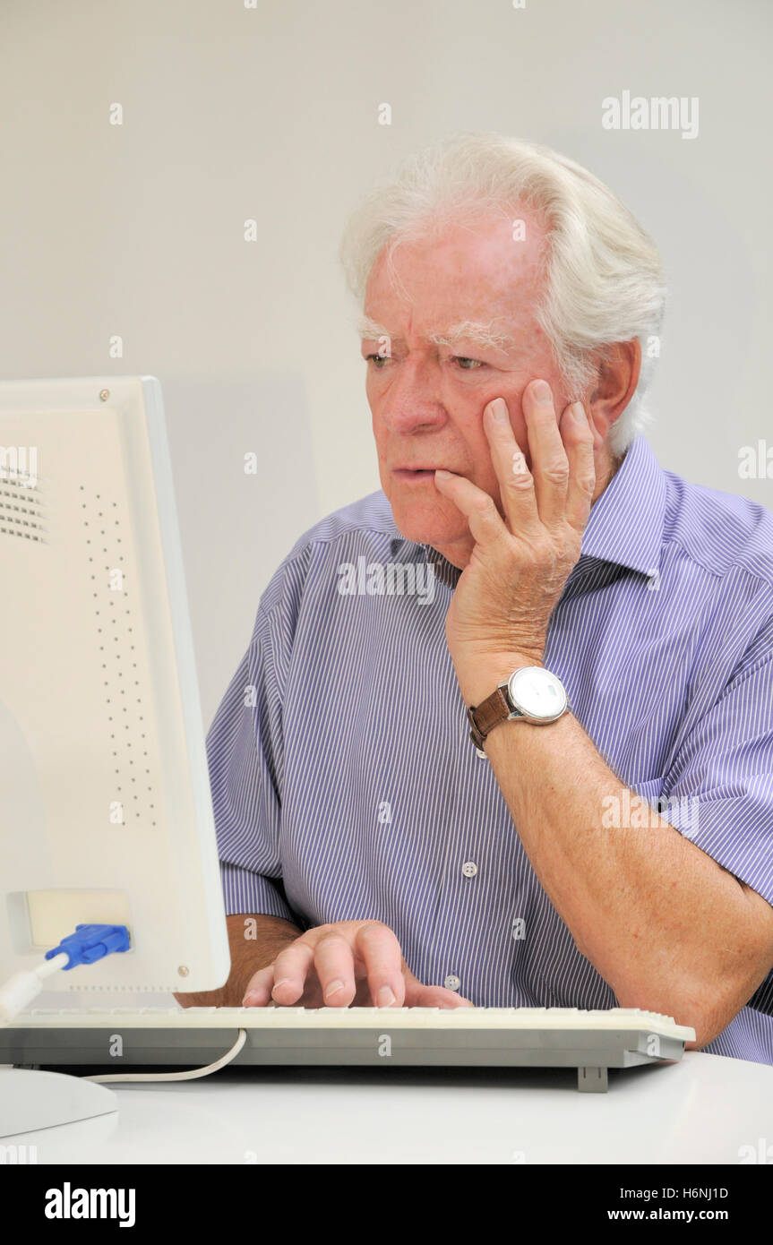 senior with computer Stock Photo - Alamy