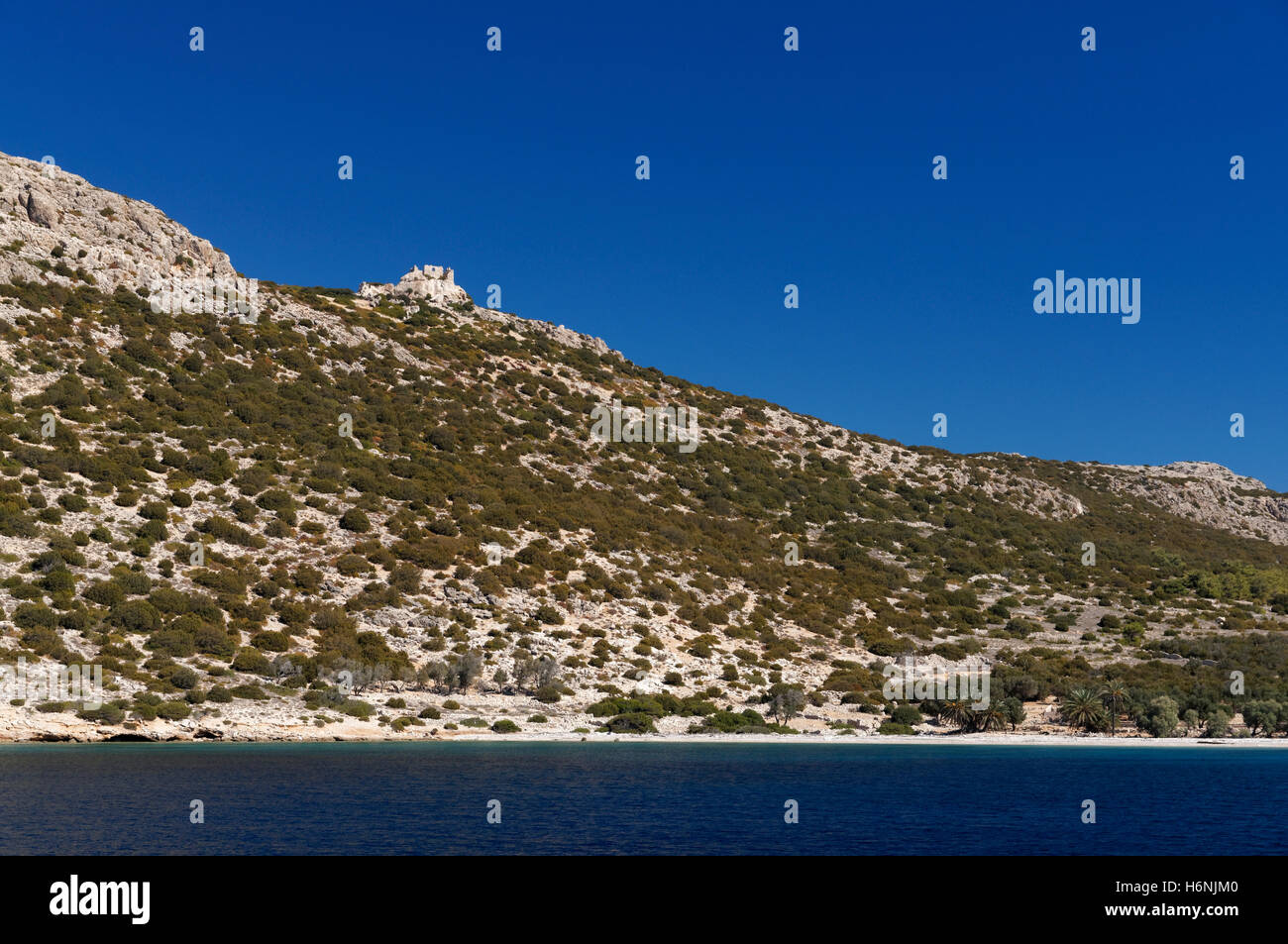 St Georges Bay and castle of the Knights of St John, Alimnia Island ...