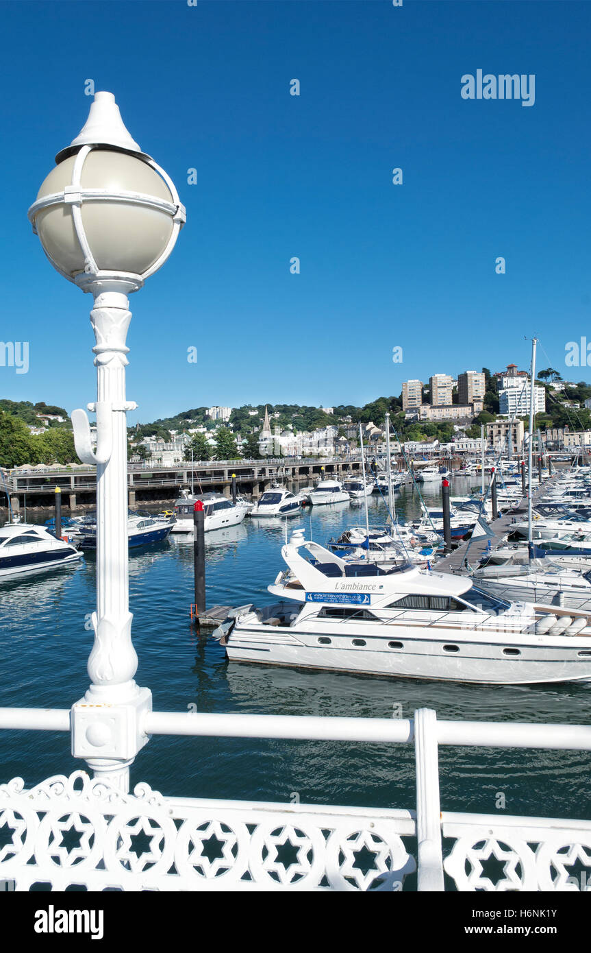 Torquay, Devon Marina from the Princess Pier against a clear blue sky ...