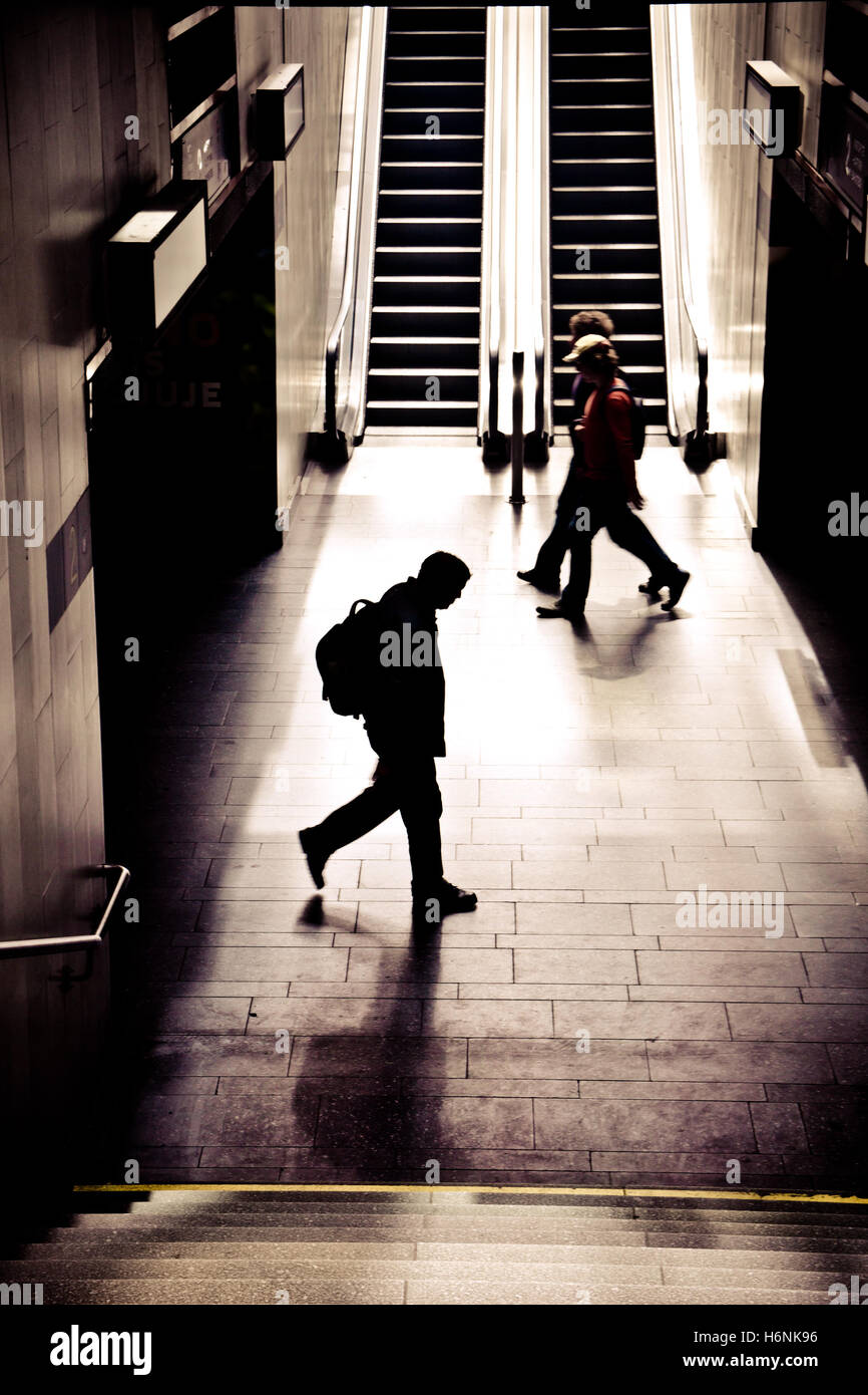 people walking in an underpass at railway station Stock Photo - Alamy