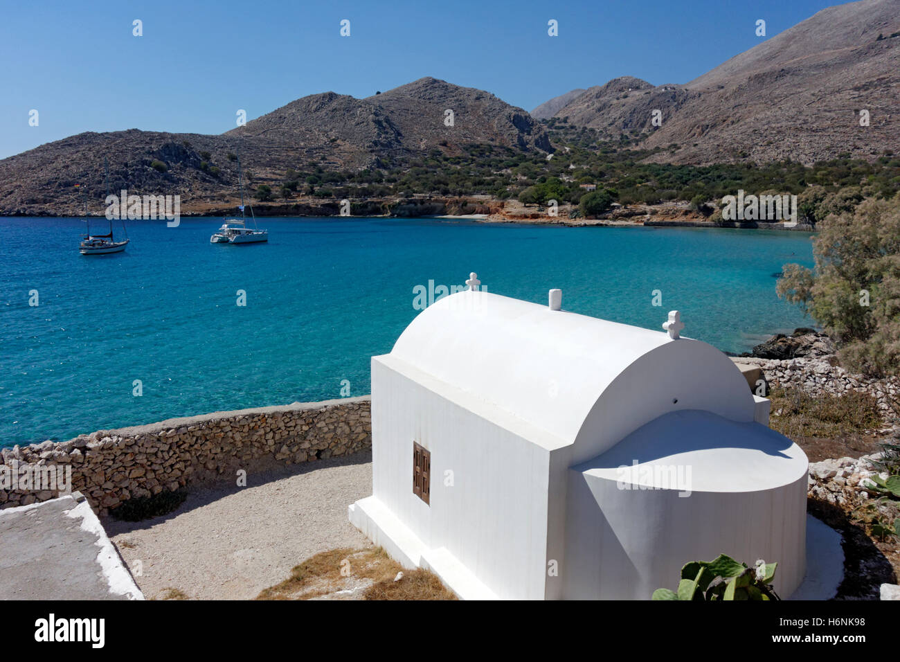 Agia Thekla church, Pondamos or Pontamos, Chalki Island near Rhodes ...