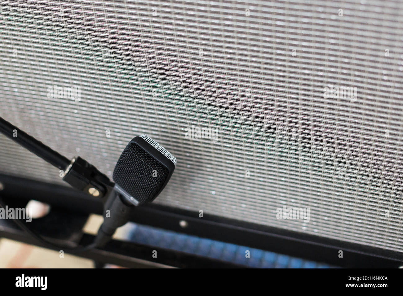 Guitar microphone with combo on recording or live concert Stock Photo ...
