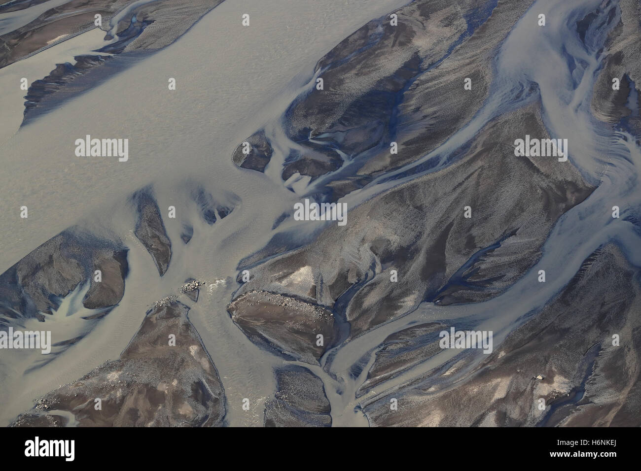 Aerial view of glacial rivers South Iceland Stock Photo - Alamy
