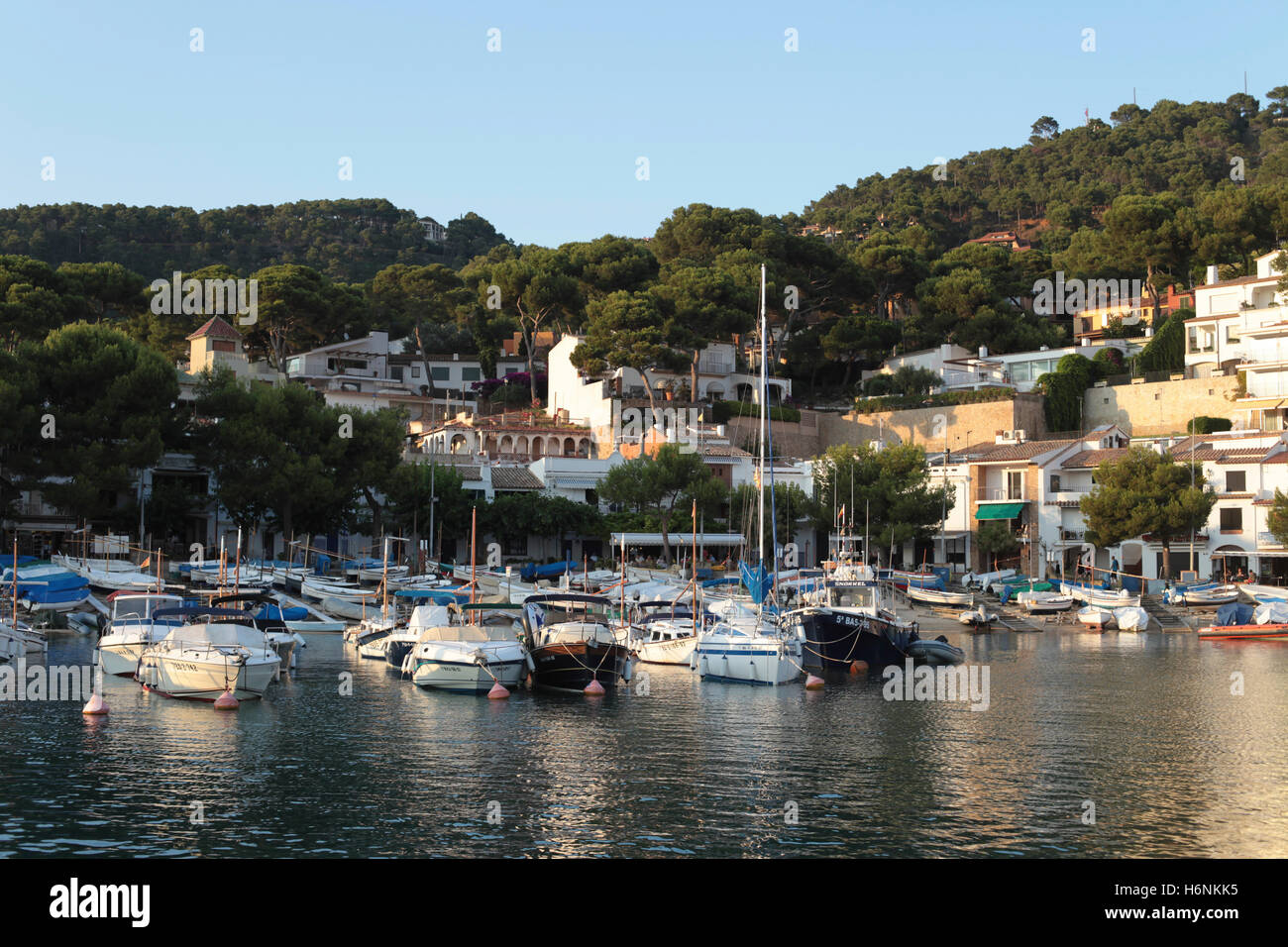 A view of the harbour at Llafranc on the Costa Brava in the early ...