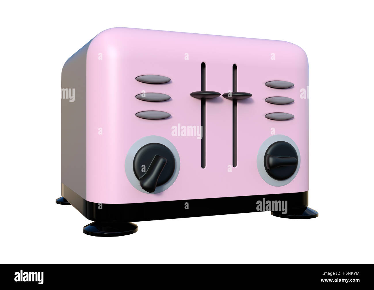 3D rendering of a pink retro toaster isolated on white background Stock ...